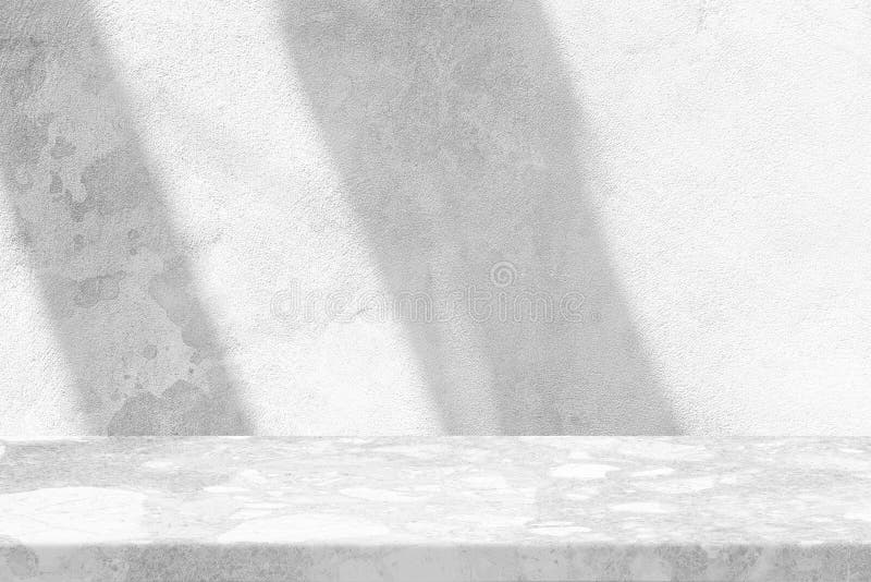 Stone Table with White Grunge Stucco Wall Texture Background with Light ...