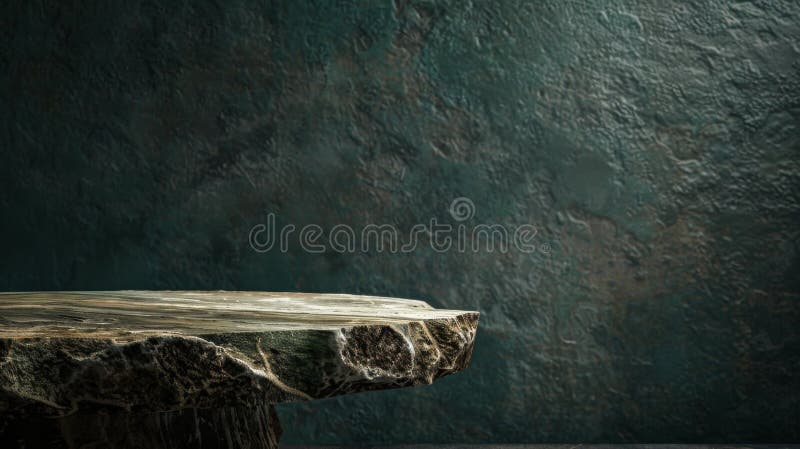 Stone Tabletop Against Textured Green Background Stock Illustration ...