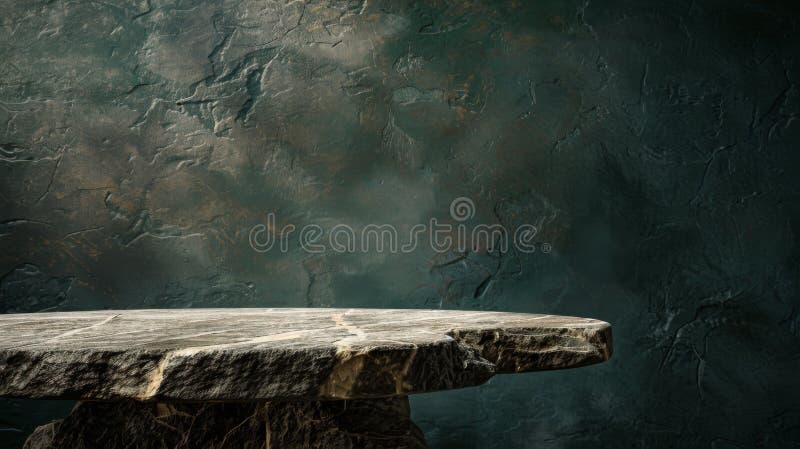Stone Tabletop Against Textured Green Wall Stock Illustration ...