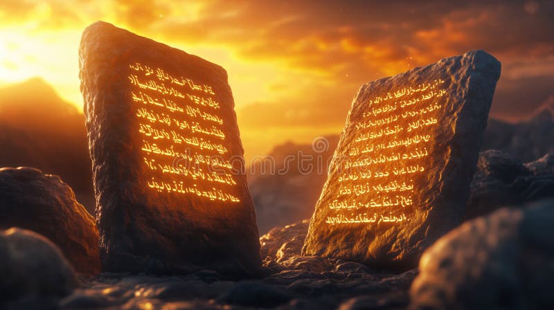 Stone Tablets of Ten Commandments Stock Illustration - Illustration of ...