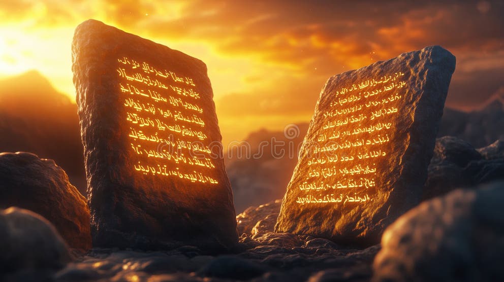 Stone Tablets of Ten Commandments Stock Illustration - Illustration of ...