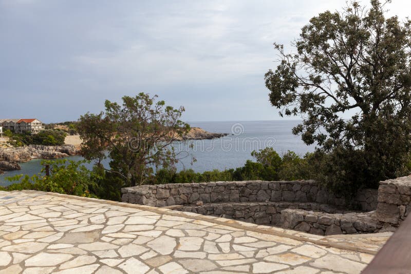Stone Terrace with Sea View Stock Image - Image of panorama, rock ...