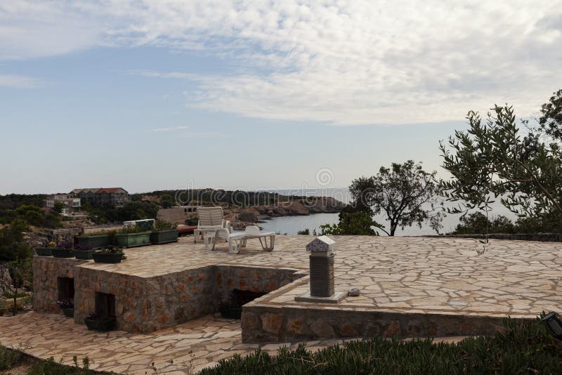 Stone Terrace with Sea View Stock Image - Image of panorama, rock ...