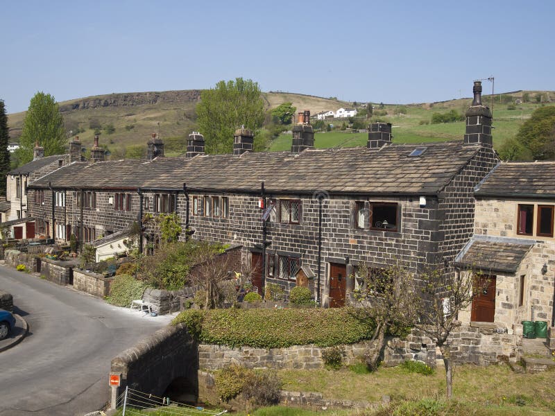 Stone Terraced Cottages in Northern England Stock Image - Image of ...