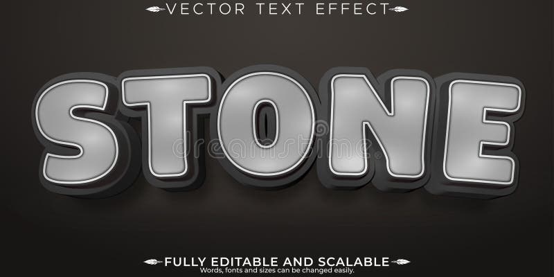 Stone Text Effect, Editable Rock and Cartoon Text Style Stock Vector ...