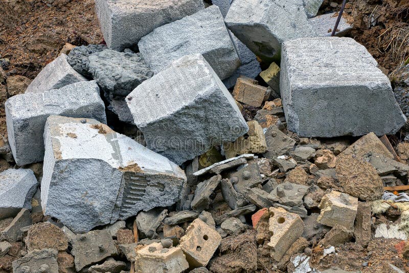 Stone Texture of Garbage Brown Bricks Gray Concrete Chunks Stock Image ...