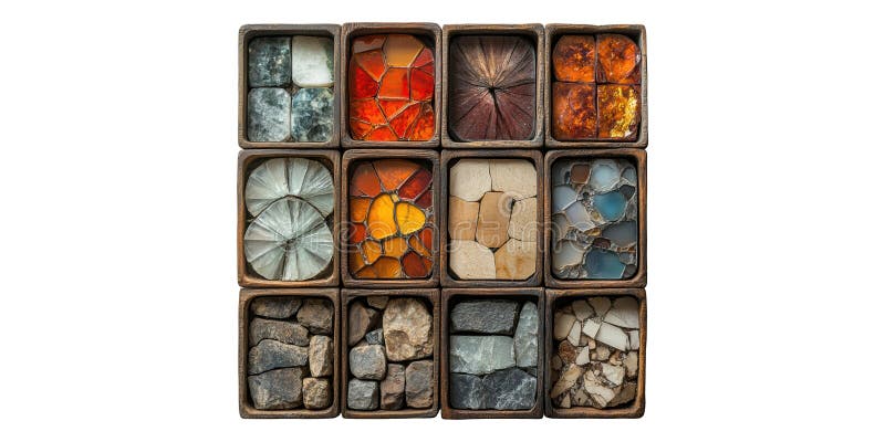 Stone Texture Grid with Various Colors Isolated on Transparent ...