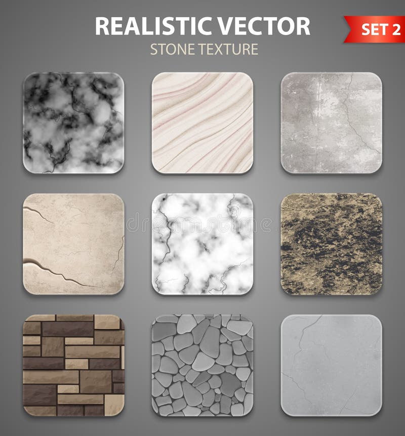 Stone Texture Samples Realistic Set Stock Vector - Illustration of ...