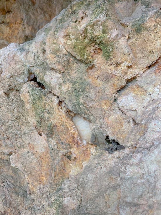 Stone Texture of a Yellowish Tint with Moss Stock Photo - Image of ...