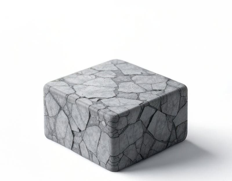 Stone Textured Cube on White Background for Mockup and Display Stock ...