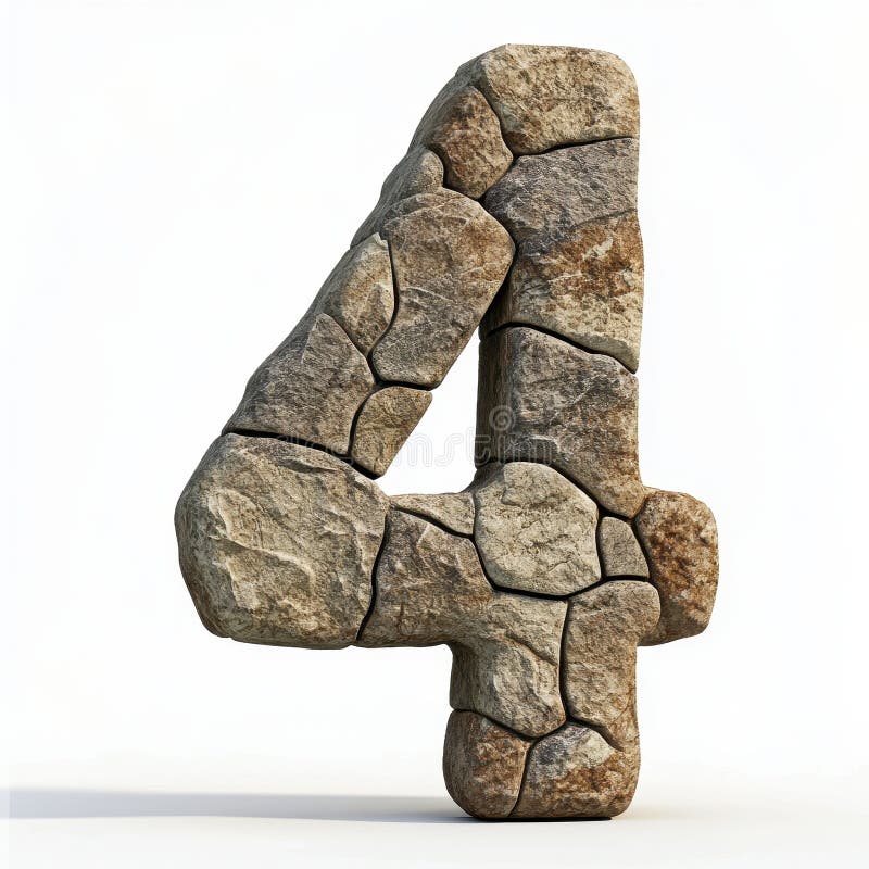 A Stone-textured Number 4, Symbolizing Strength and Stability Stock ...