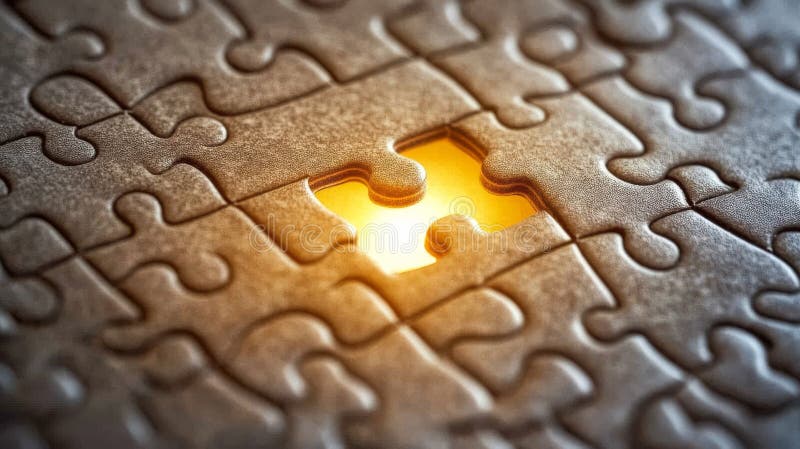 Stone-textured Puzzle with Glowing Missing Piece Stock Photo - Image of ...