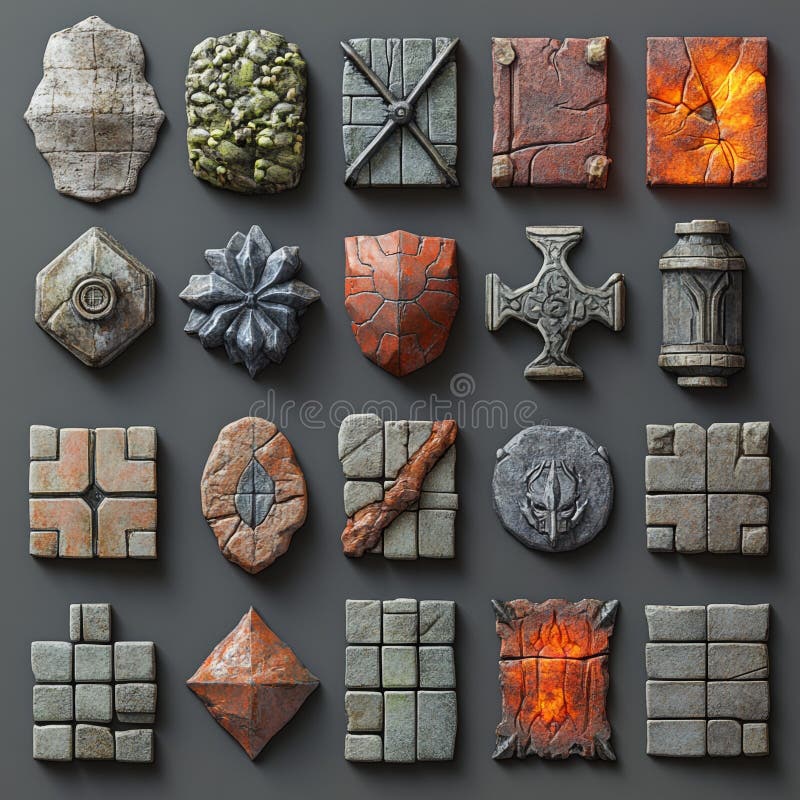 Stone Tile Textures Medieval Game Assets Stock Illustration ...