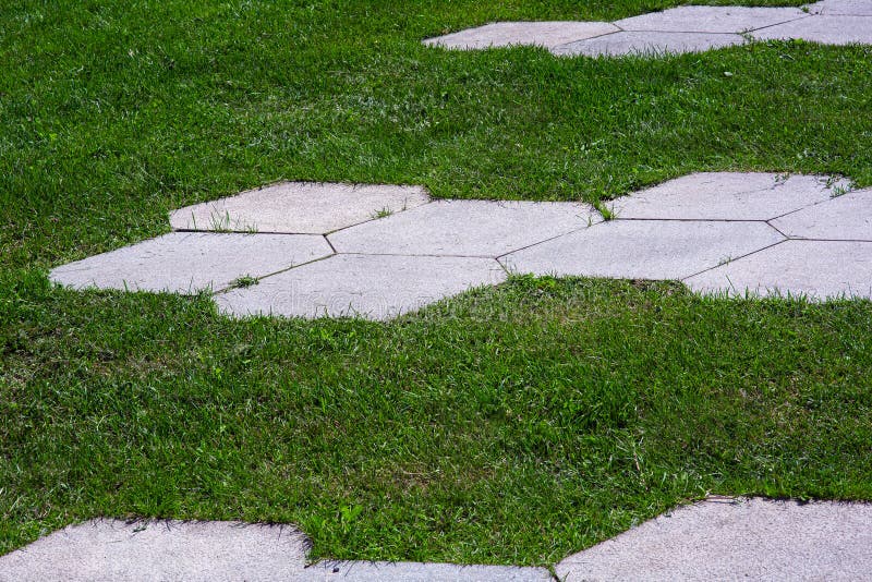 Stone Tiles Pathway with Pattern on Spring Park. Stock Image - Image of ...