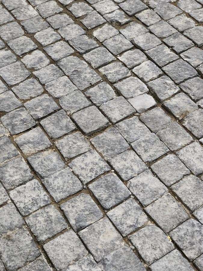 Stone Tiles Paved Road. Close Shot Stock Image - Image of stone ...