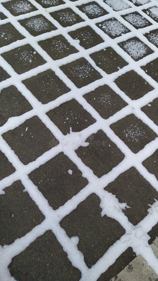 Stone tiles with snow. stock image. Image of flooring - 209013531