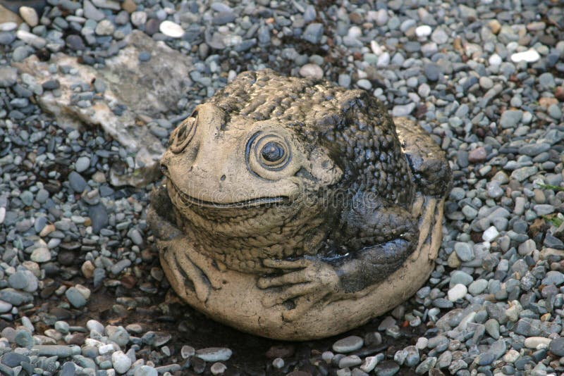 The Stone Toad Sits in the Garden among Flowers and Other Plants. Stock ...