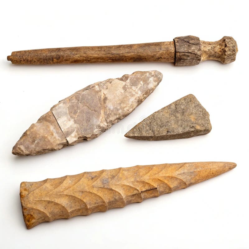 Stone Tools from a Bygone Era Isolated on White Background Stock ...