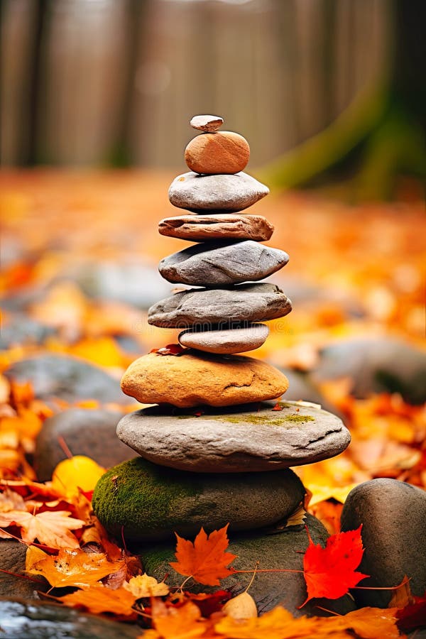 Stone Tower in Autumn. Stones Balance Natural Stone Stock Photo - Image ...