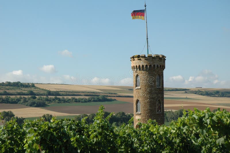 Stone tower and fields stock image. Image of vineyard, field - 319215