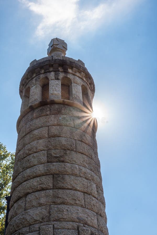 Stone Tower at Gettysburg, with Sunburst Stock Photo - Image of civil ...