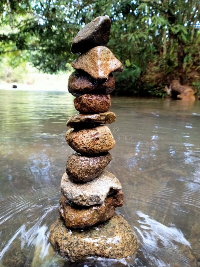 Stone tower in river stock image. Image of geology, soil - 212035359