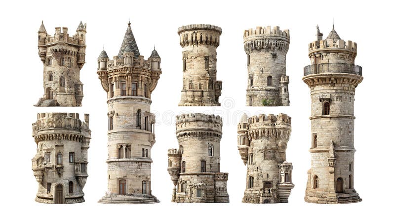Stone Towers on Transparent Background Stock Illustration ...