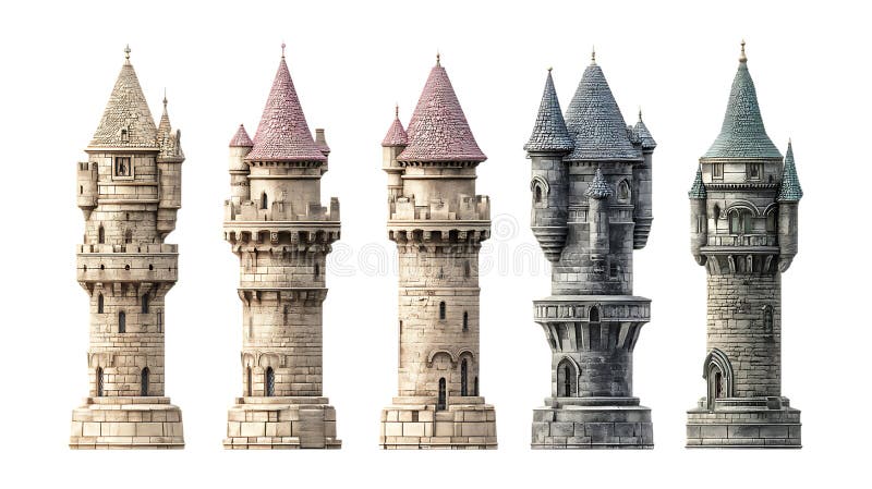 Stone Towers on Transparent Background Stock Illustration ...