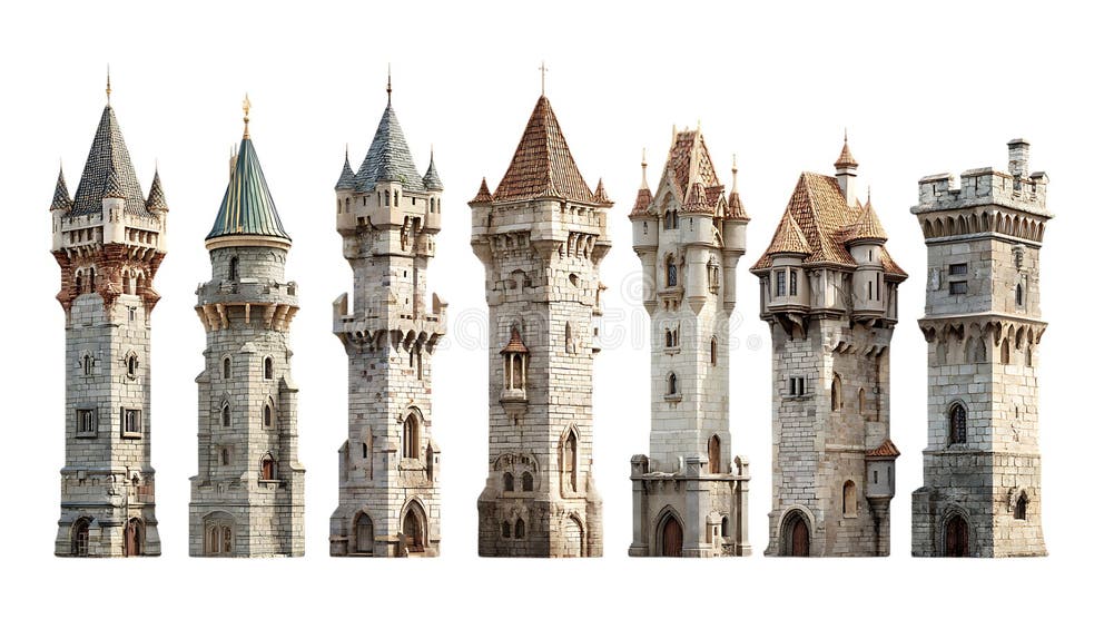 Stone Towers on Transparent Background Stock Illustration ...