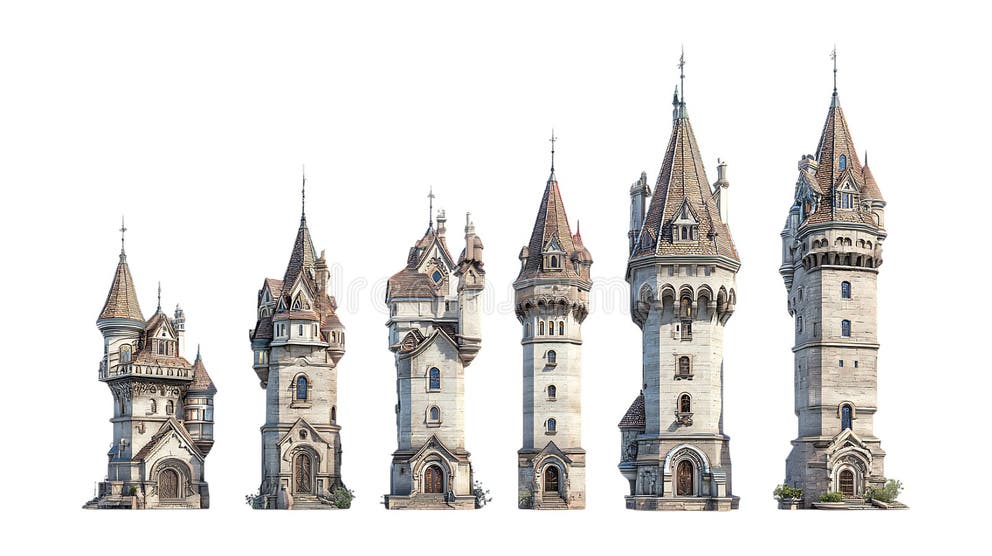 Stone Towers on Transparent Background Stock Illustration ...