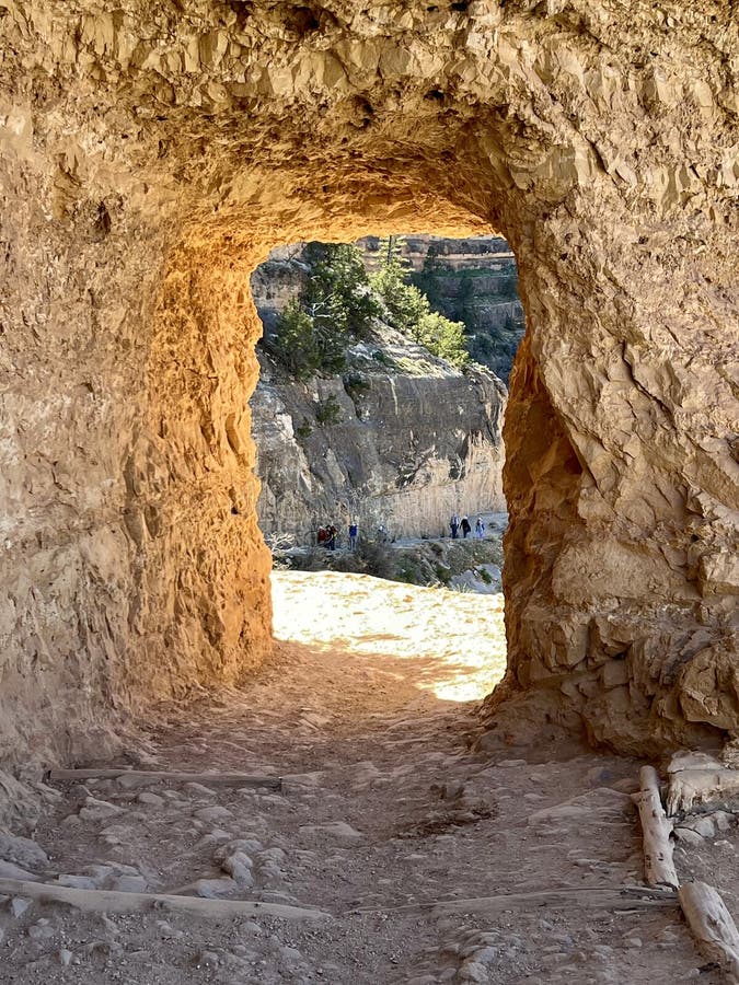 Stone Tunnel at Grand Canyon Stock Photo - Image of green, desert ...