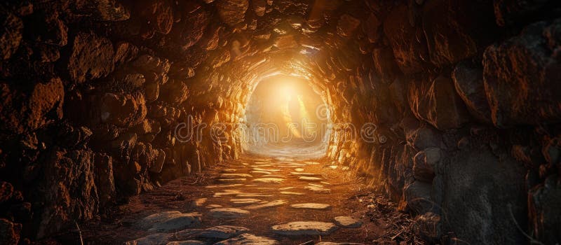 Dark Tunnel with Light at End Stock Photo - Image of ancient ...