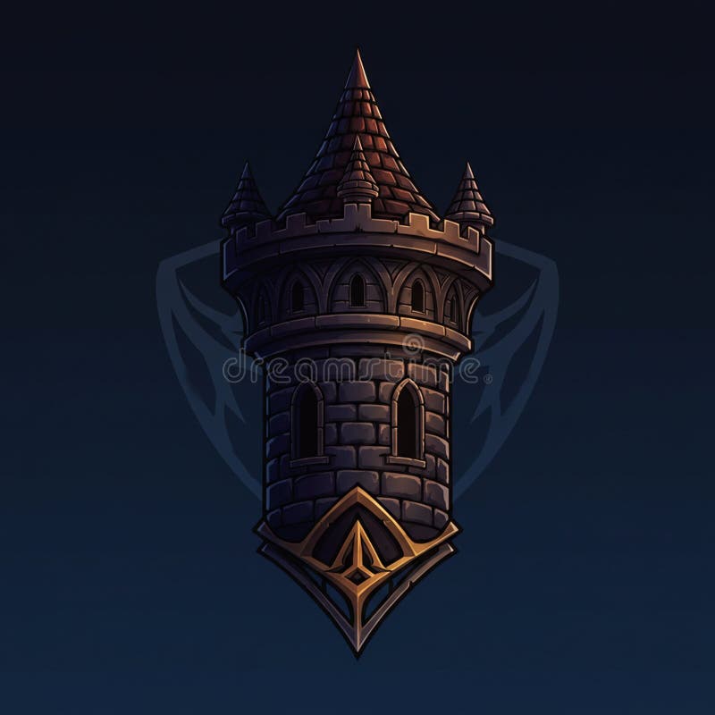 Stone Turret with Rounded Rooftop, Featuring Conical Red-tiled Peak and ...