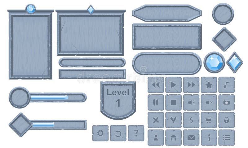 Stone UI game frame set stock vector. Illustration of banner - 264371693