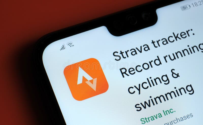 Strava Tracker App Seen on the Corner of Mobile Phone Editorial ...