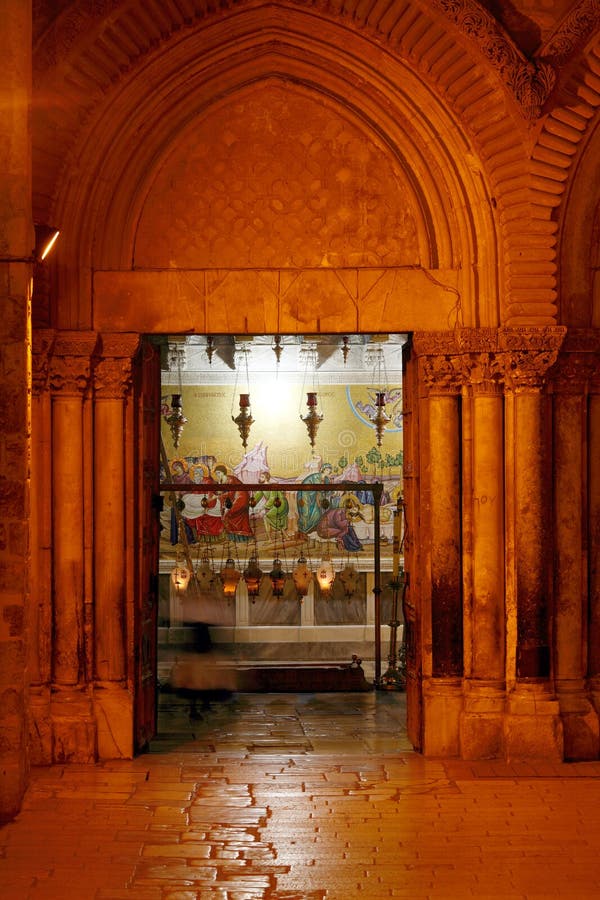 Stone of Unction Night View, Temple of the Holy Sepulcher, Jerusalem ...