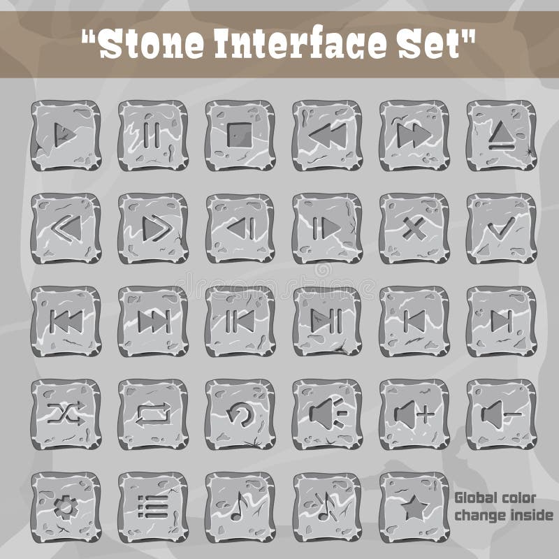Stone User Interface Set. UI and UX Element. Eps 10. Stock Vector ...