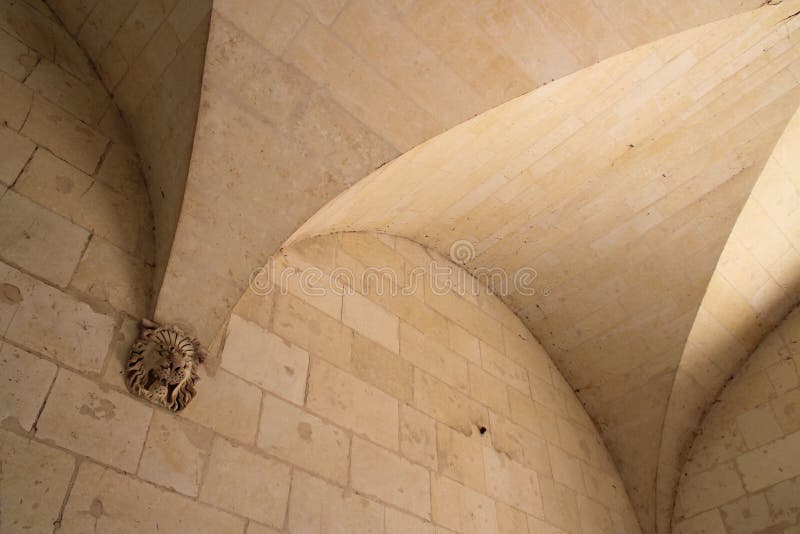 Stone Vault in a Castle - France Stock Image - Image of lion, gallery ...
