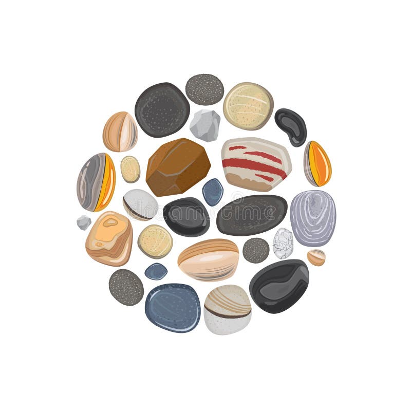 Stone Round Element Isolated on White Stock Vector - Illustration of ...