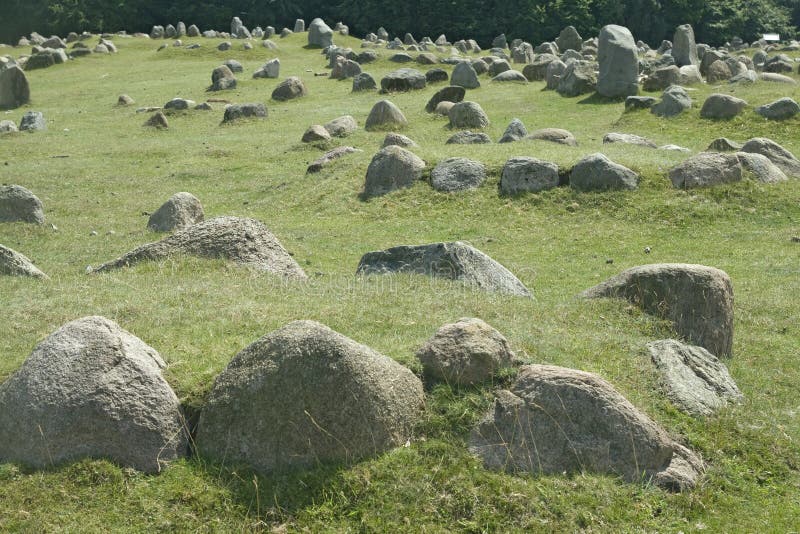 Viking Graveyard in Denmark with Stone Circles Stock Image - Image of ...