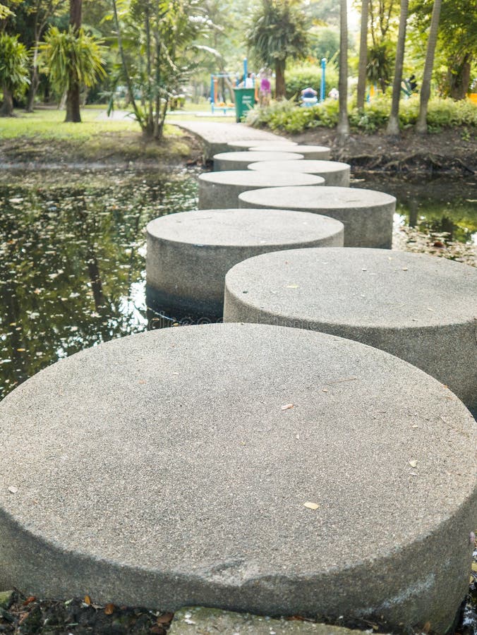Walkway Across River Made of Large Boulders Stock Image - Image of fish ...