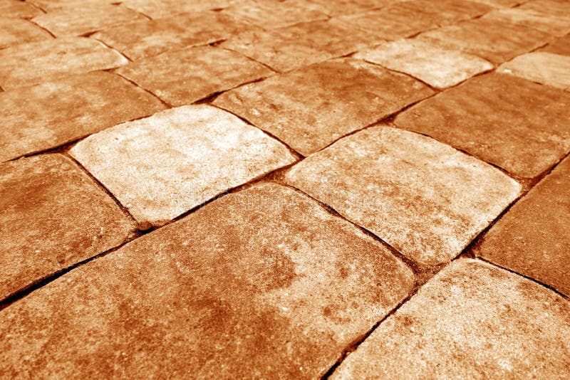 Stone Walkway and Cobbled Road in Orange Tone Stock Photo - Image of ...
