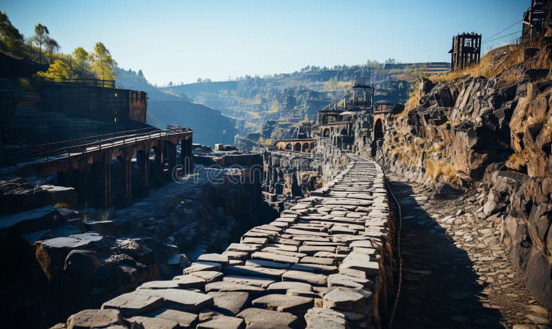 Stone Walkway Cutting through Mountain Stock Image - Image of cliff ...