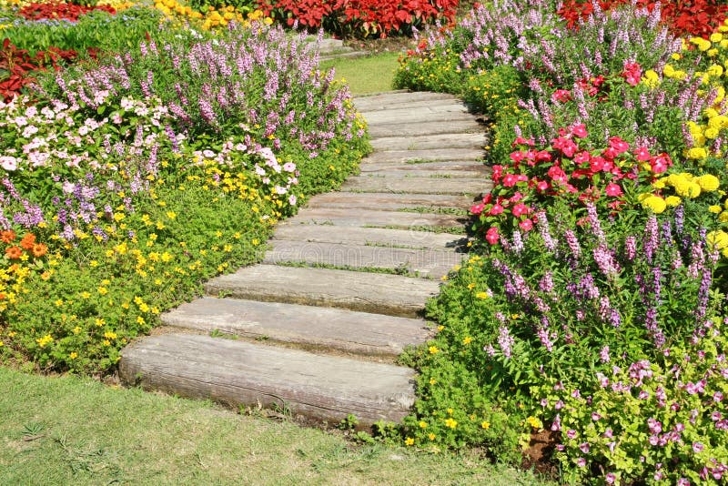 Stone walkway stock photo. Image of design, floral, color - 34719592