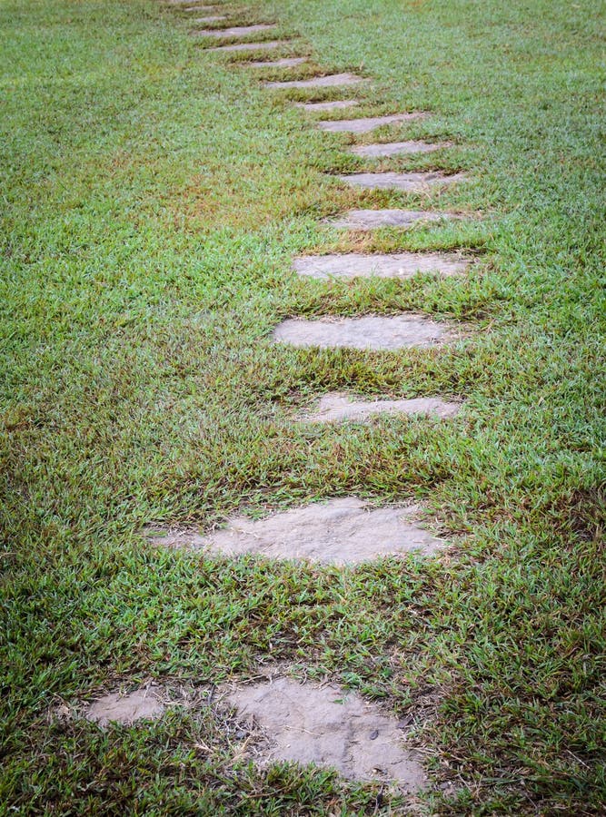 Stone Walkway in the Garden Stock Photo - Image of lawn, floor: 49989280