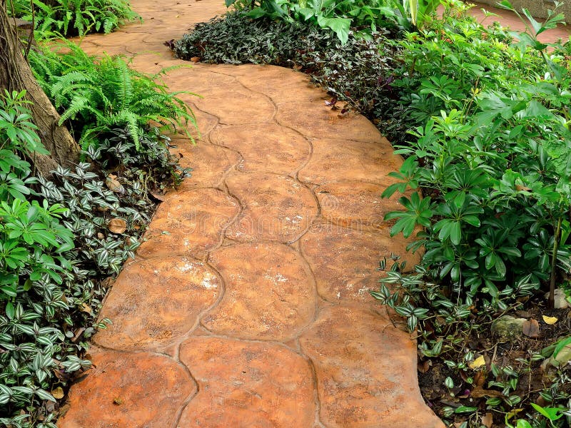Stone walkway in garden stock photo. Image of gardening - 44171188