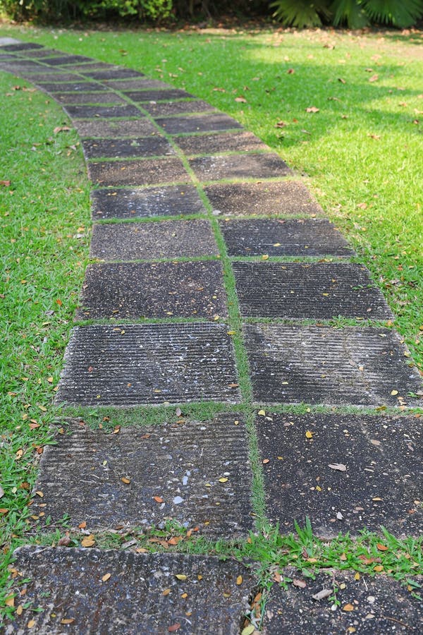 Stone and Grass Pathway in the Garden Stock Photo - Image of house ...