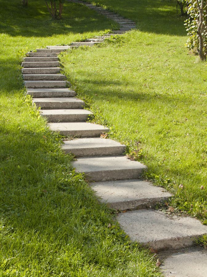 Pathways with Green Lawns, Landscaping in the Garden, Curve Walkway on ...