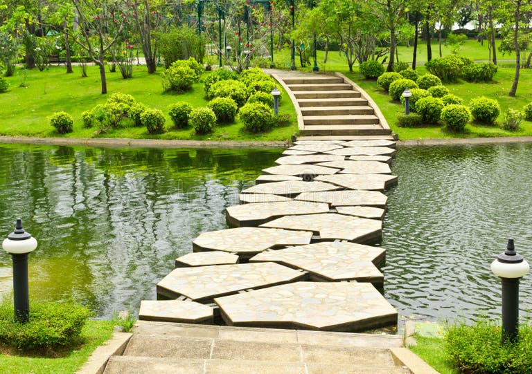 Stone walkway on water stock image. Image of natural - 19429113