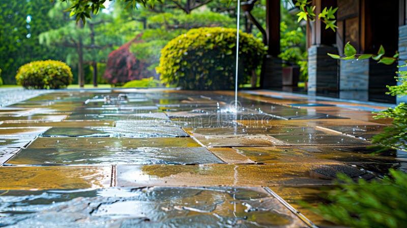 A Stone Walkway with Water Running Down it Stock Photo - Image of ...